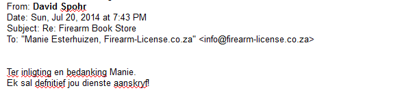 Testimonials 2014 - Firearm-license.co.za